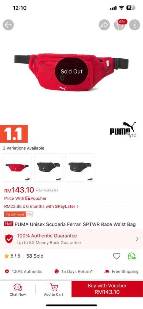 Puma Scuderia Ferrari Edition Pouch Bag, Men's Fashion, Bags, Belt bags ...