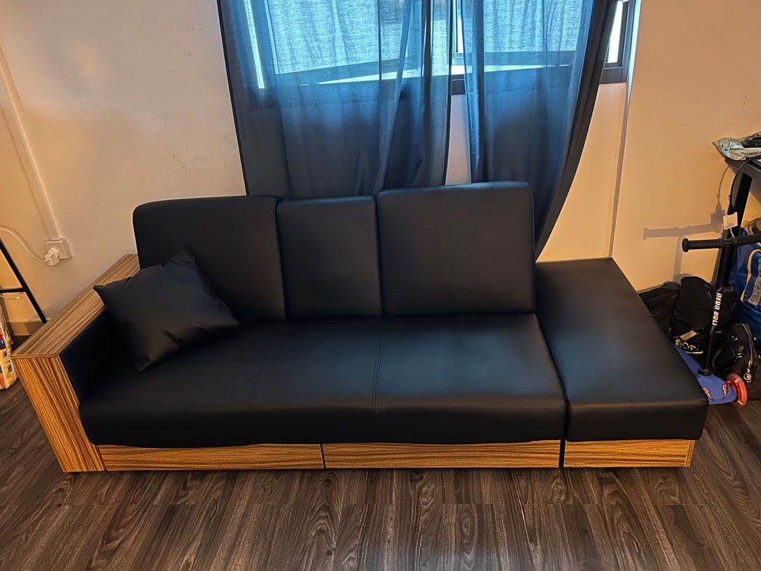 Sarai Storage Sofa Bed in PVC, Furniture & Home Living, Furniture, Sofas on Carousell
