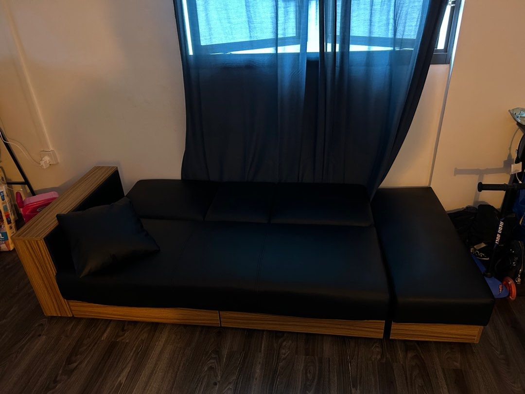 Sarai Storage Sofa Bed in PVC, Furniture & Home Living, Furniture, Sofas on Carousell