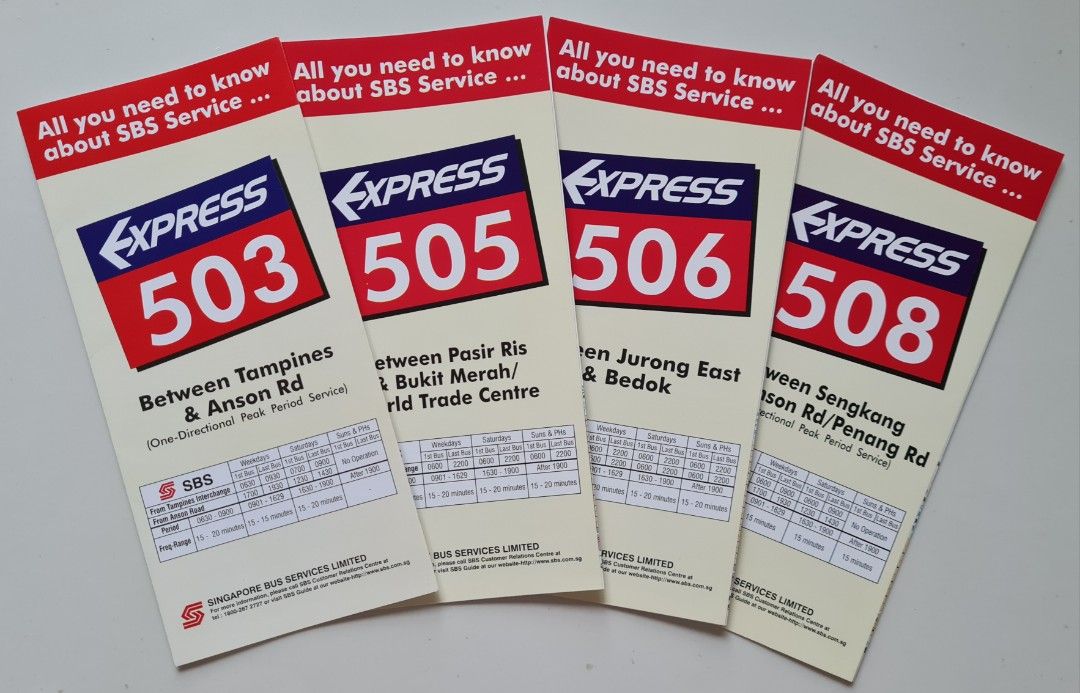 SBS Express bus service pamphlets x4, Hobbies & Toys, Memorabilia ...