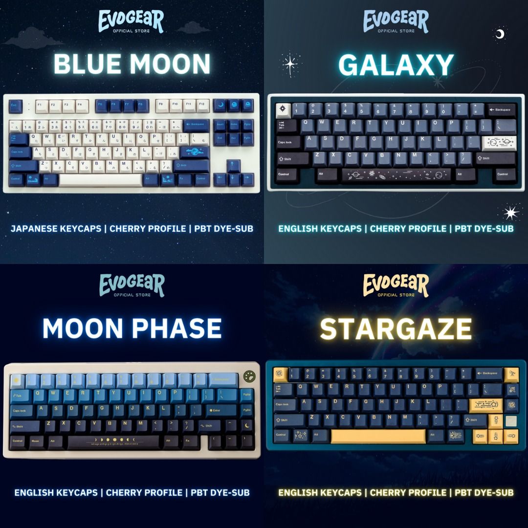 {SG LOCAL STOCK} Galaxy | Blue Moon | Stargaze | Moon Phase | Keycaps ...