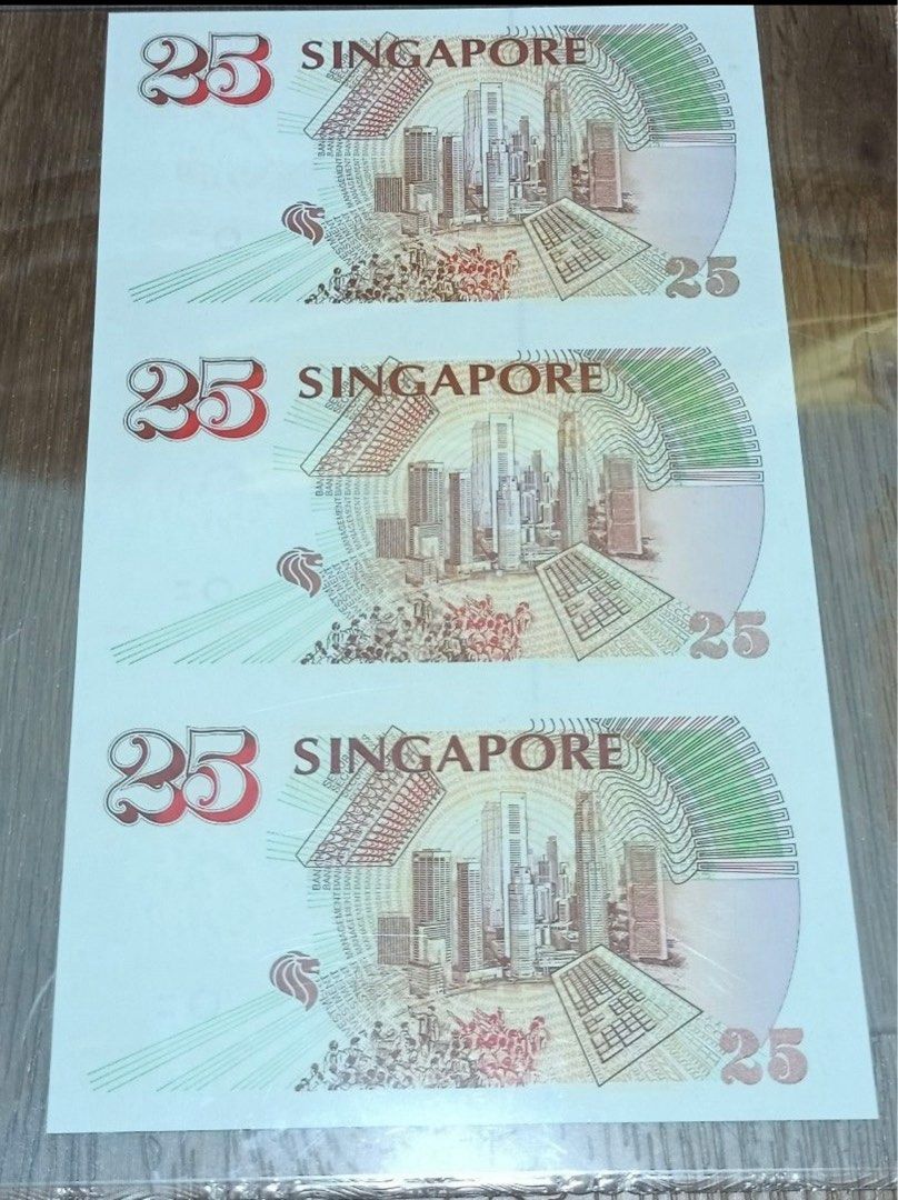Singapore 25 dollar 1996 Commemorative note $25 uncut 3in1 3 in 1 ...