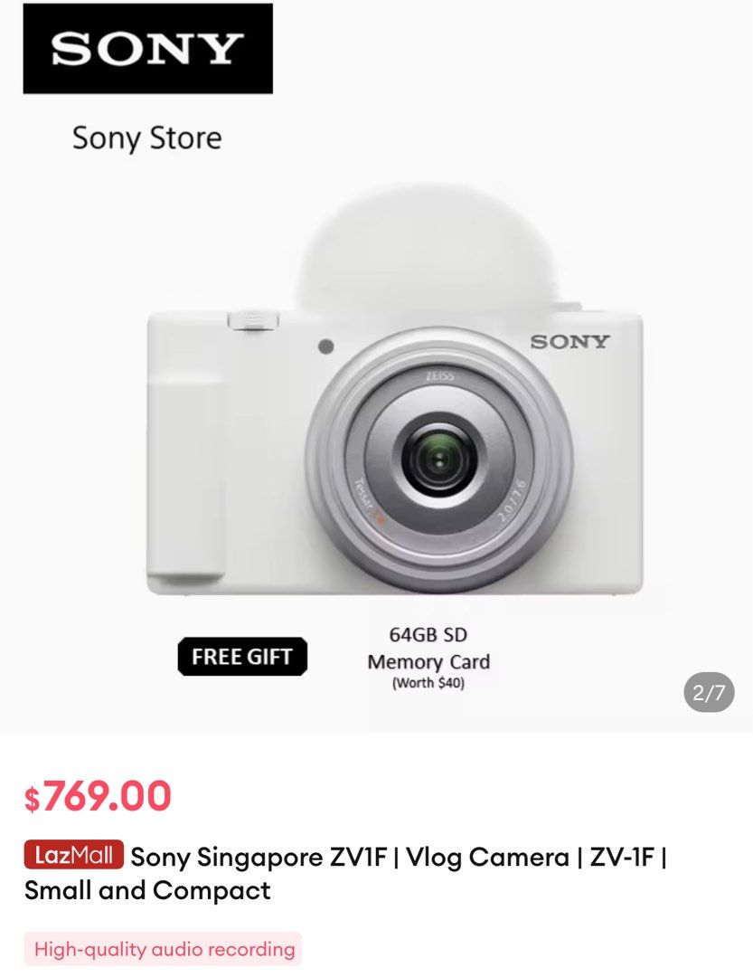 Sony ZV1F White, Photography, Cameras on Carousell