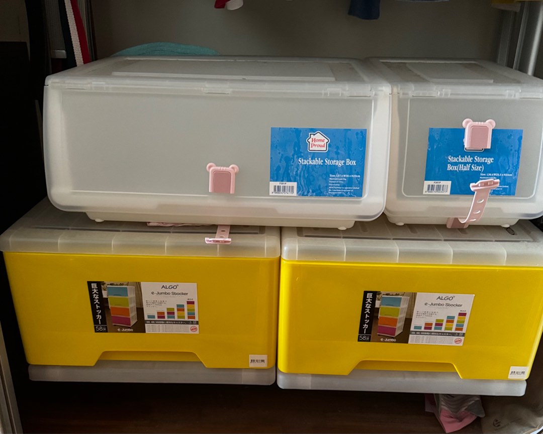 Stackable storage boxes, Furniture & Home Living, Home Improvement ...