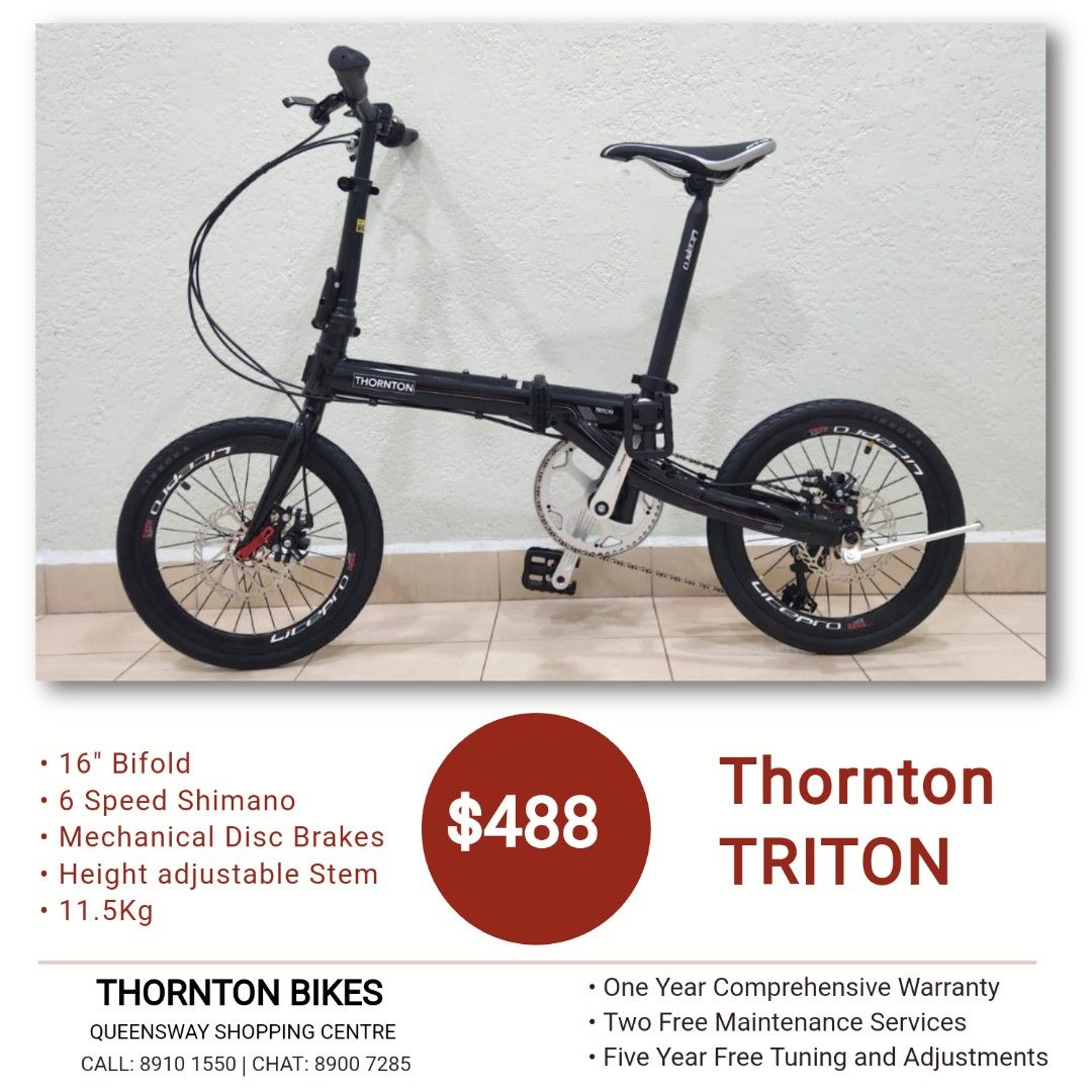 Thornton Triton. Bifold 6 Speed Shimano. Mechanical Disc Brakes ...