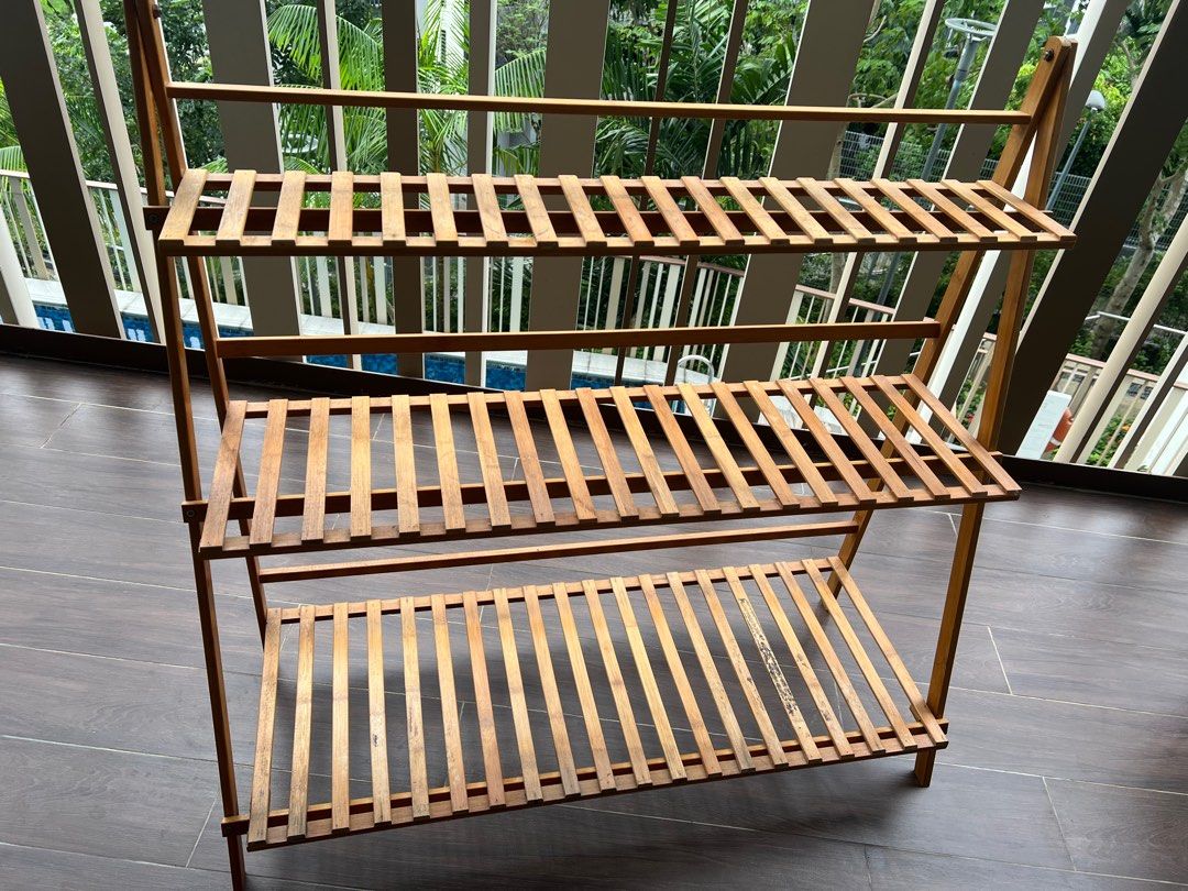 Tier 3 Bamboo Plant Rack, Furniture & Home Living, Furniture, Shelves ...