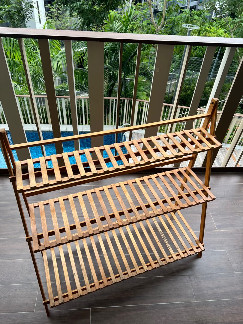 Tier 3 Bamboo Plant Rack, Furniture & Home Living, Furniture, Shelves ...
