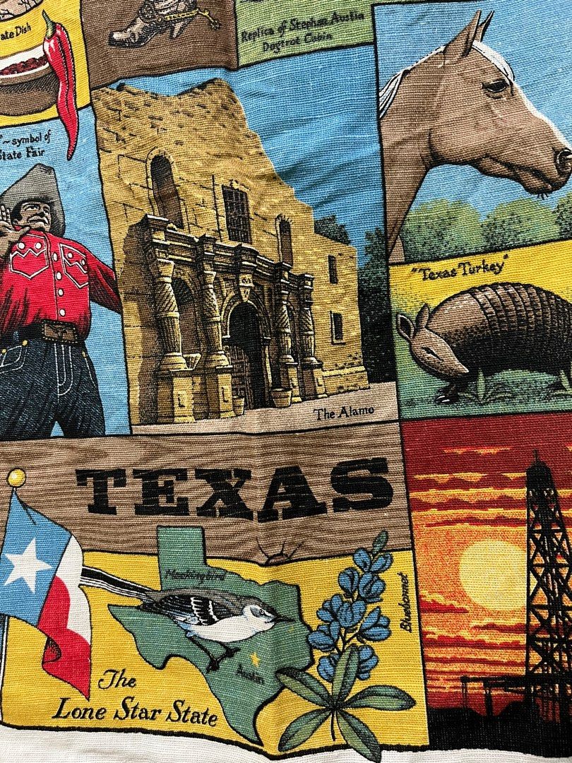 Vintage R. Batchelder Retro TEXAS The Lone Star State Linen Tea Towel ...
