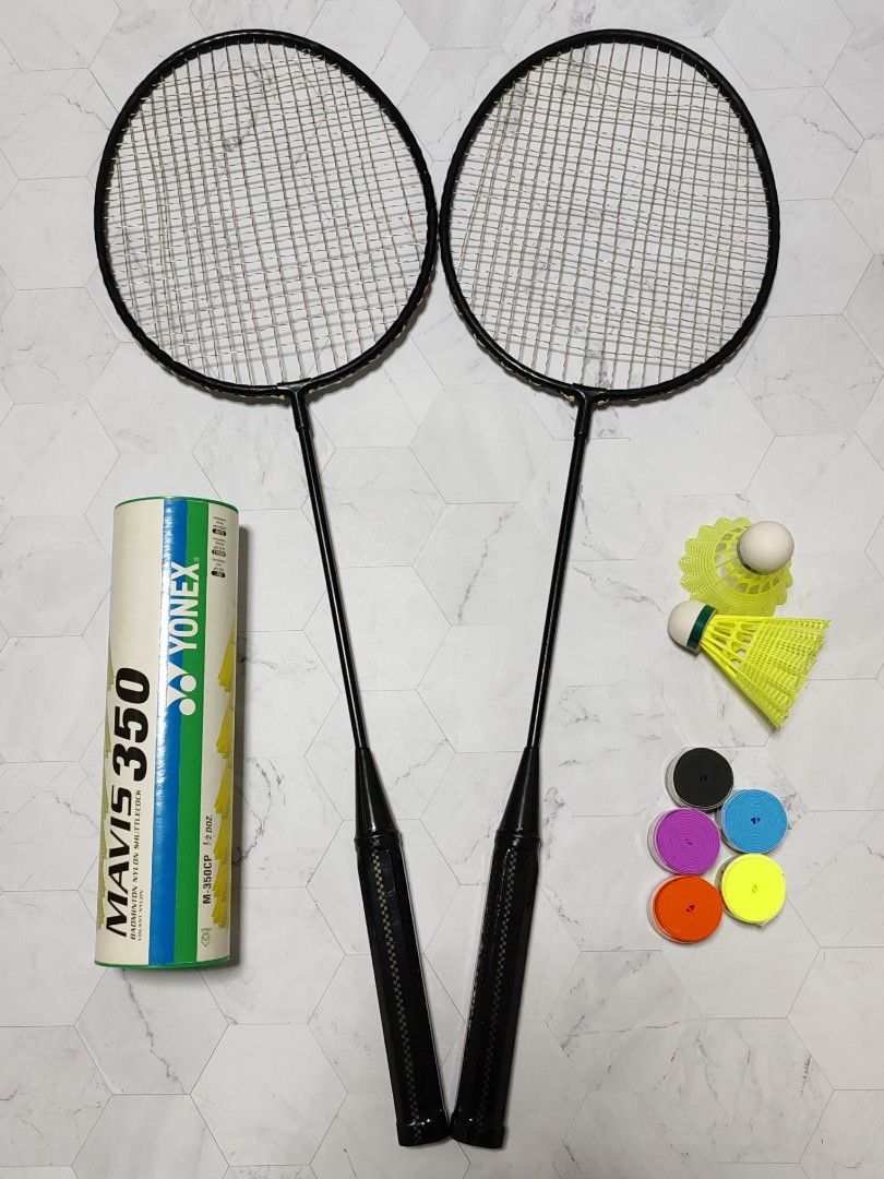Yonex Badminton Racket Shuttlecock + Racket Grip Badminton Set, Sports ...