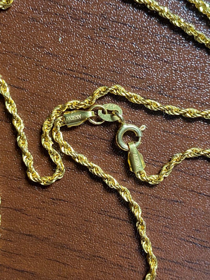 21K Saudi Gold Rope Chain Necklace with Heart Pendant (Buo), Women's ...