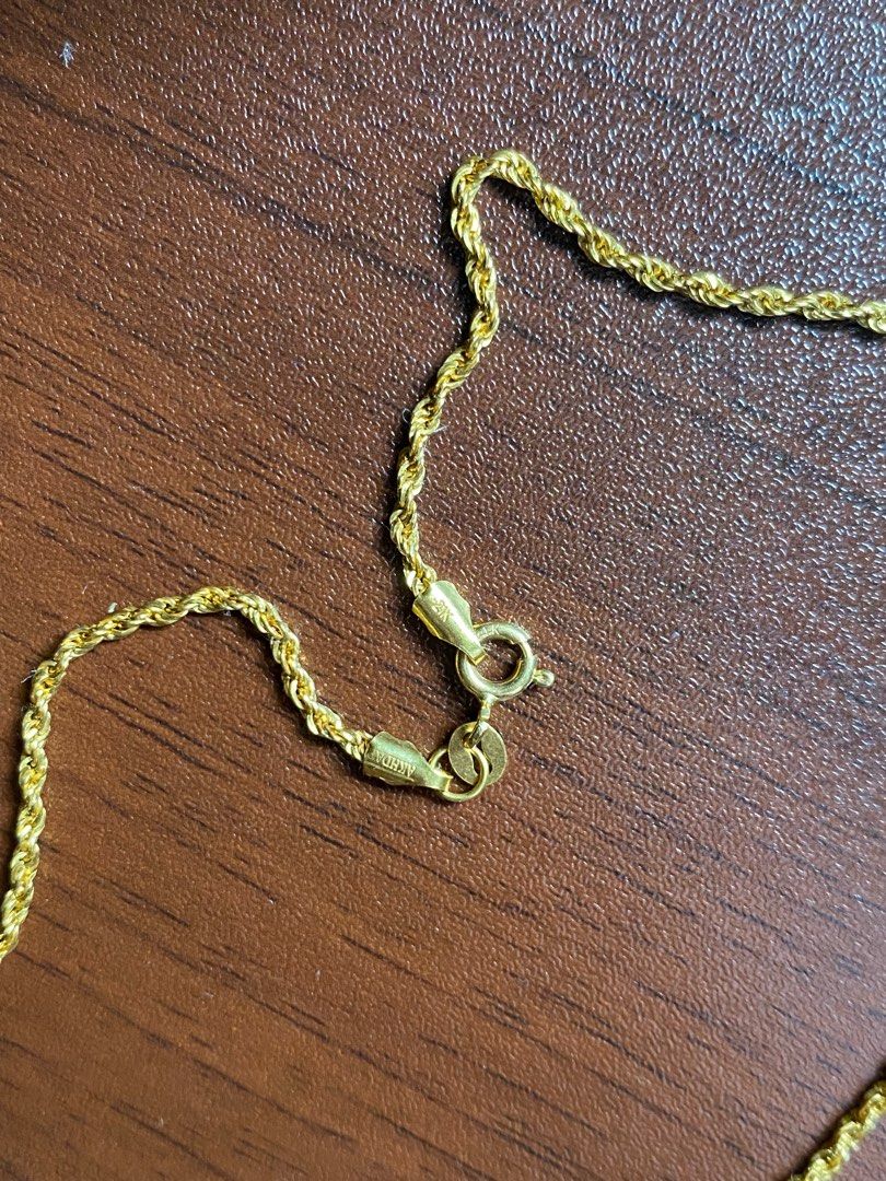 21K Saudi Gold Rope Chain Necklace with Heart Pendant (Buo), Women's ...