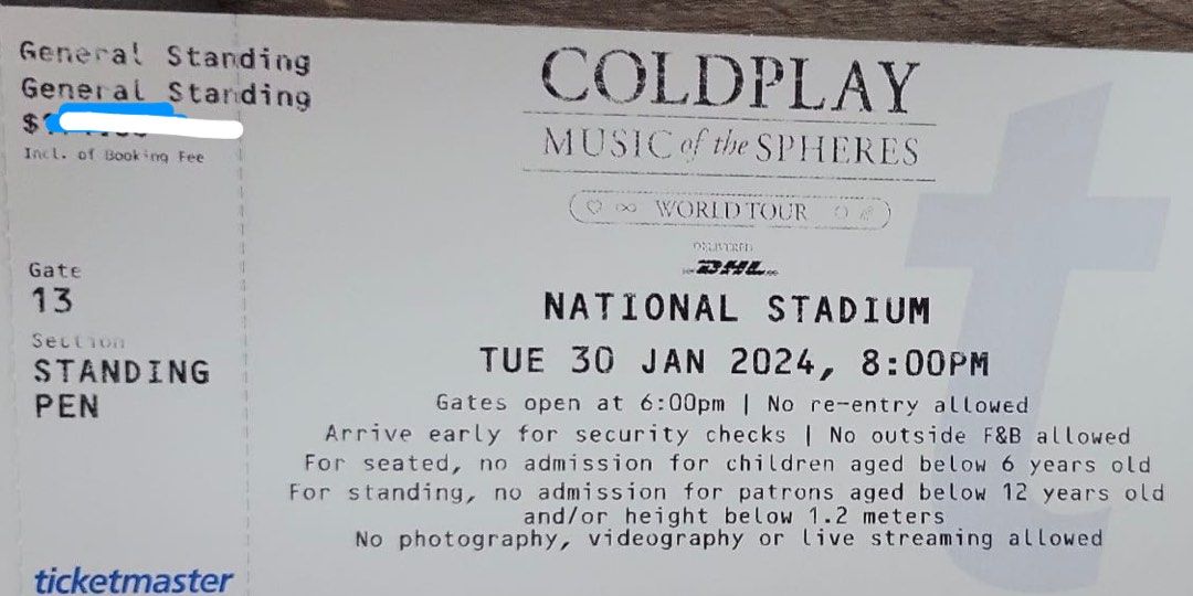 2 COLDPLAY CONCERT TICKET, Tickets & Vouchers, Event Tickets on Carousell