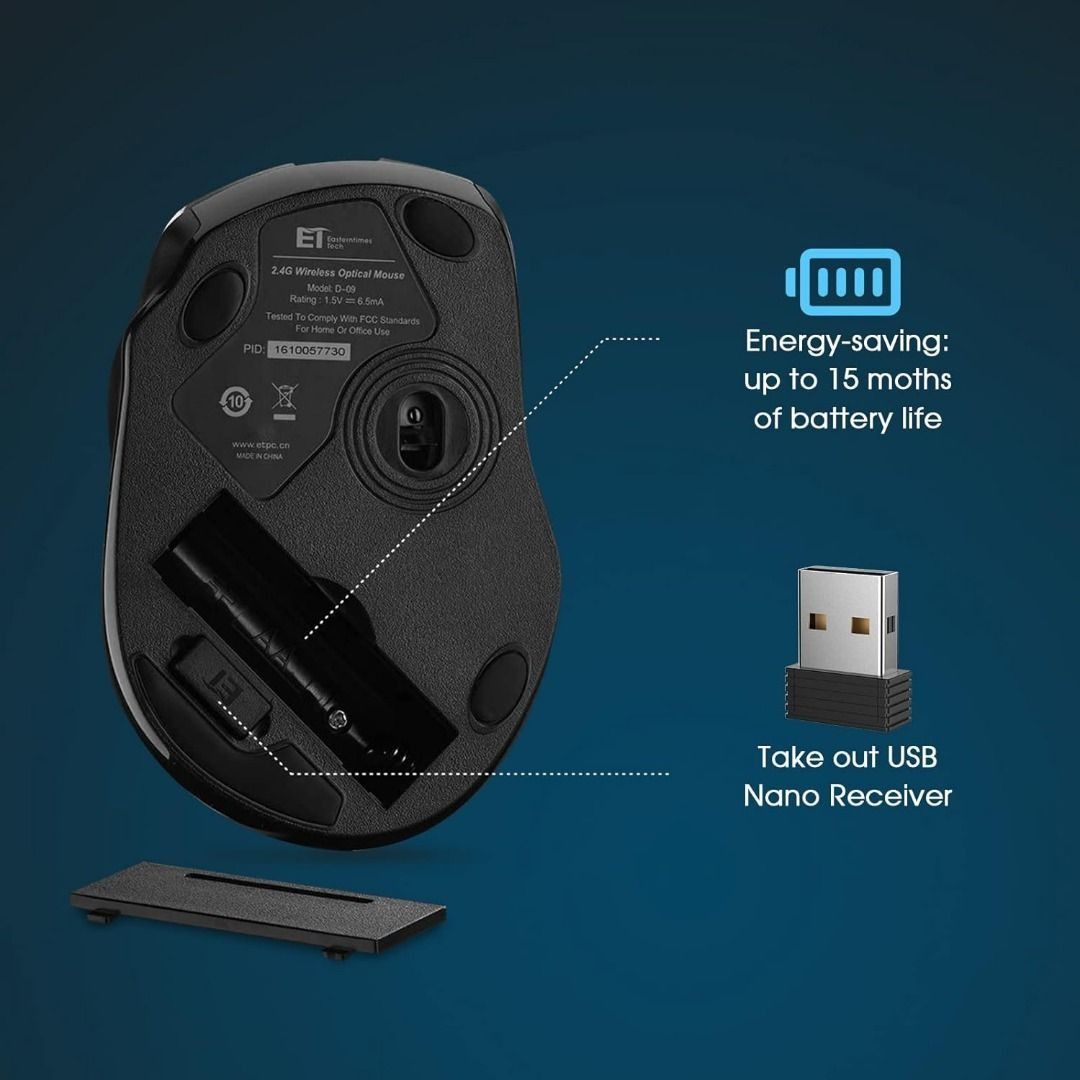 [5103] Victsing Wireless Mouse D-09 USB Receiver Optical Sensor ...