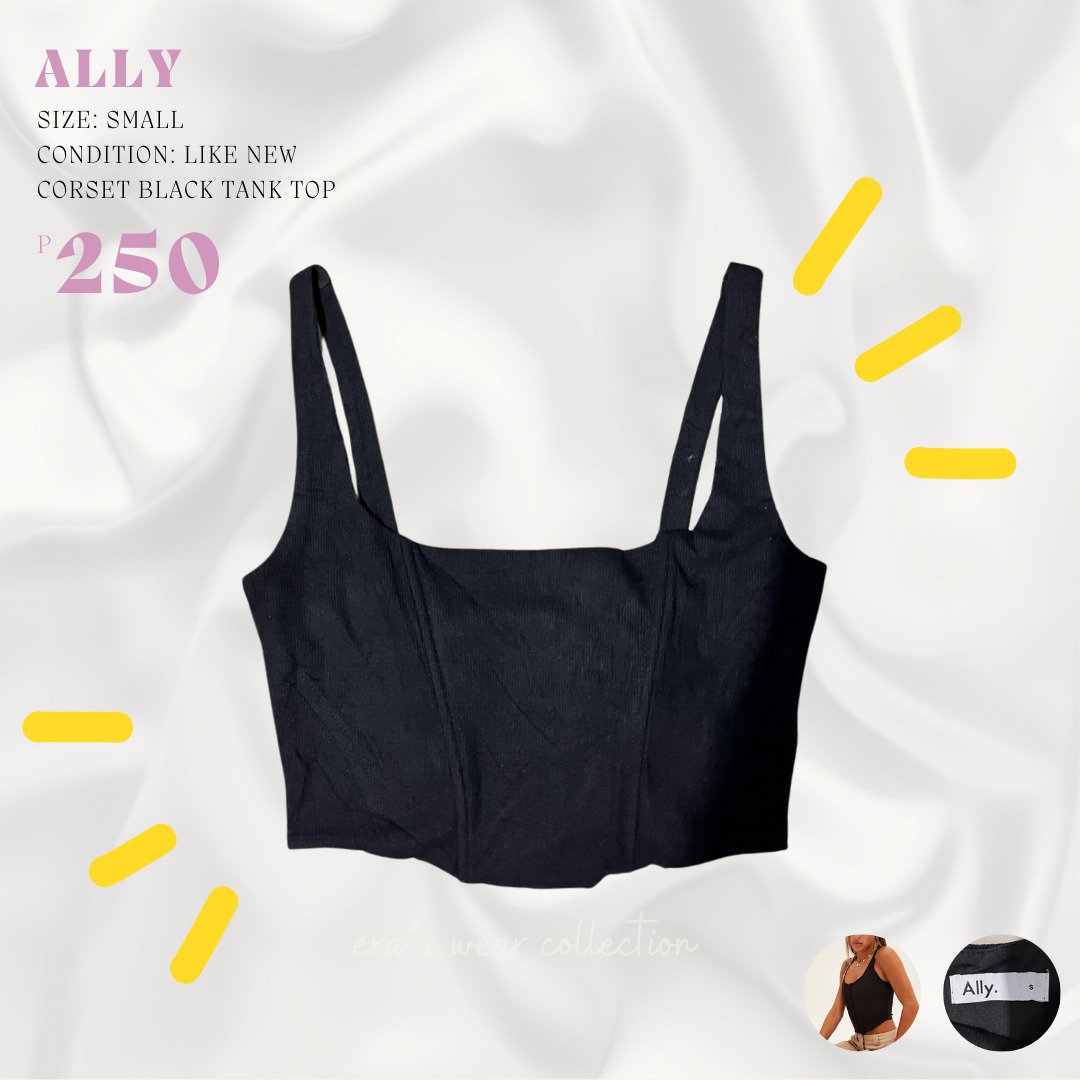 ALLY CORSET BLACK TANK TOP, Women's Fashion, Tops, Sleeveless on Carousell