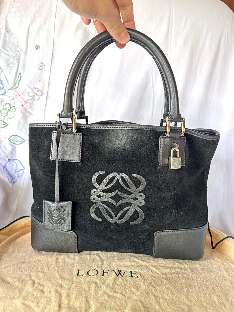 Authentic Loewe black suede leather bag, Luxury, Bags & Wallets on ...