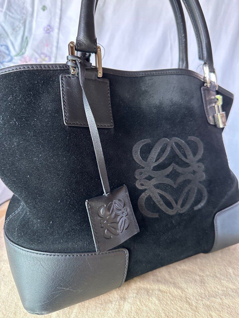 Authentic Loewe black suede leather bag, Luxury, Bags & Wallets on ...