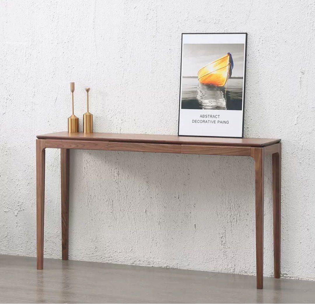 BEVEL Black Walnut Wood Console Table, Furniture & Home Living ...