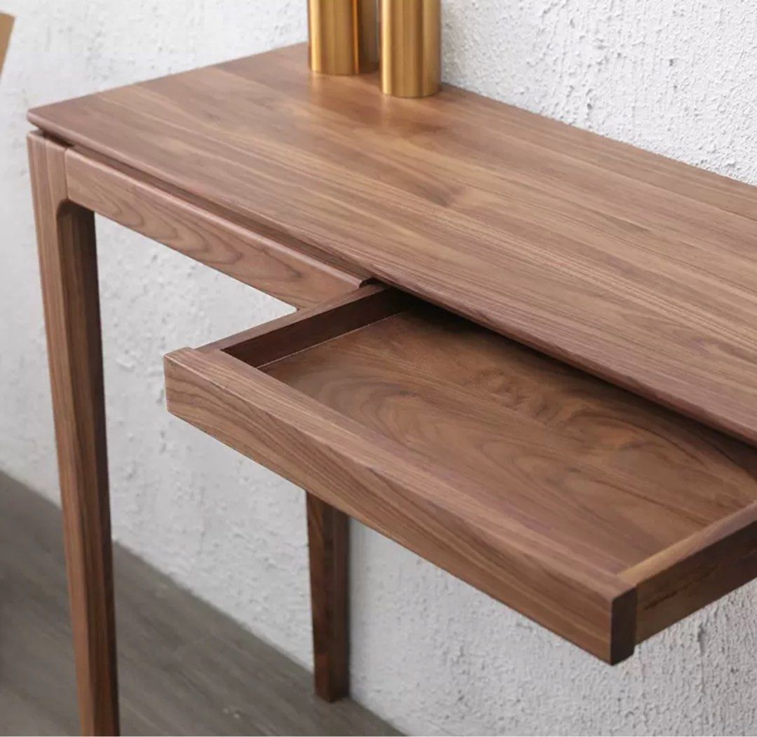 BEVEL Black Walnut Wood Console Table, Furniture & Home Living ...