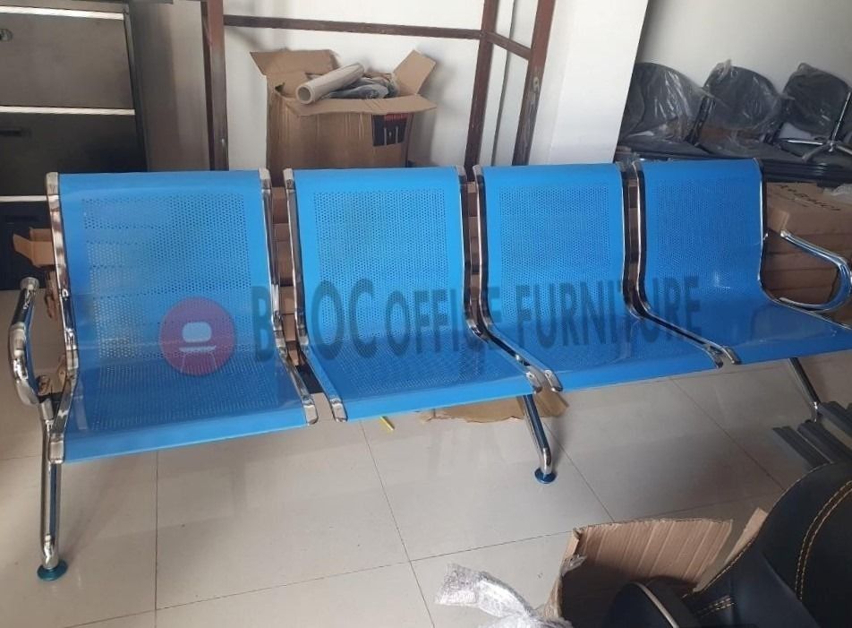 Blue steel gang chair / office chair / office table / office partition ...