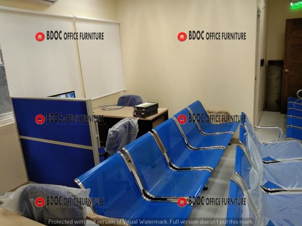 Blue steel gang chair / office chair / office table / office partition ...