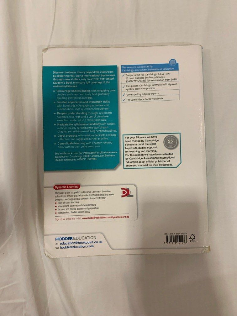 BUSINESS STUDIES IGCSE CAMBRIDGE HODDER EDUCATION FIFTH EDITION, Hobbies & Toys, Books ...