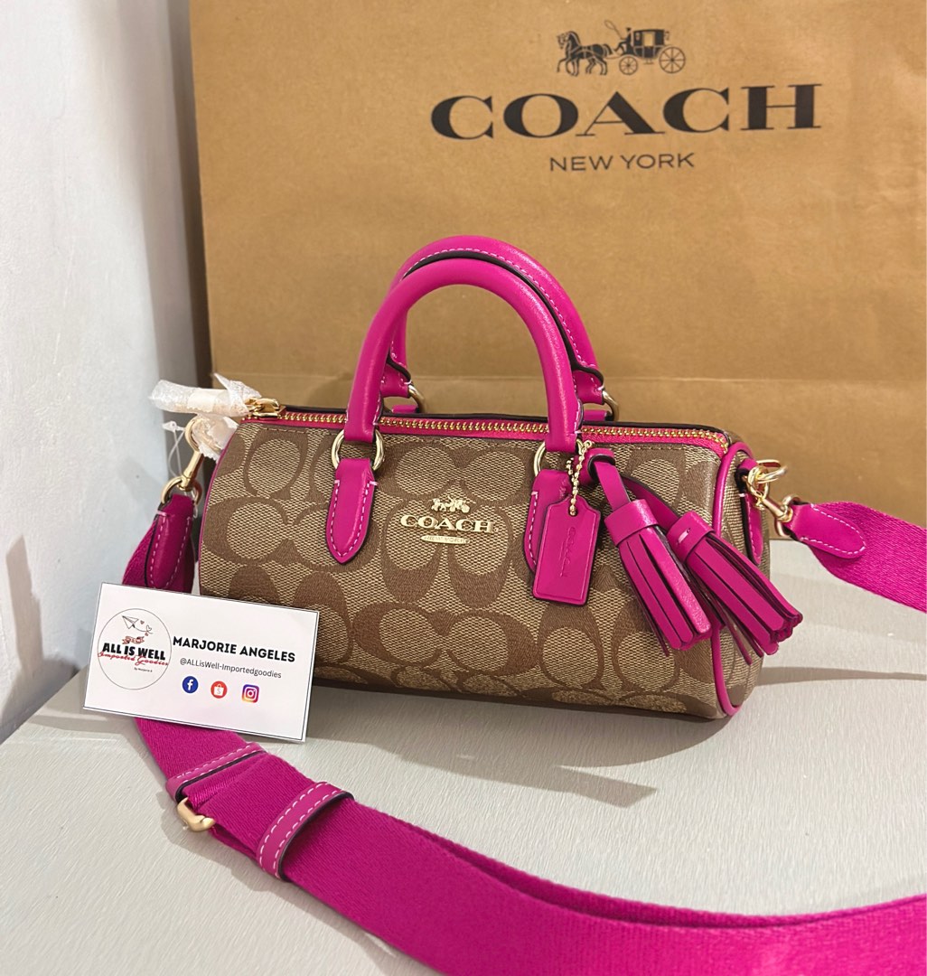 Coach Lacey Crossbody Bag In Signature Canvas in Khaki/ Cerise, Luxury ...