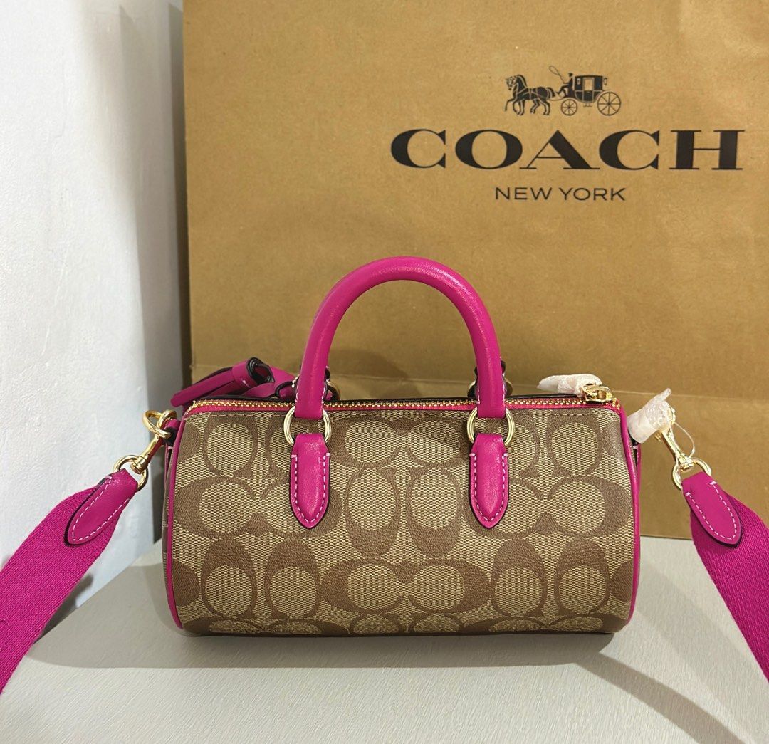 Coach Lacey Crossbody Bag In Signature Canvas in Khaki/ Cerise, Luxury ...