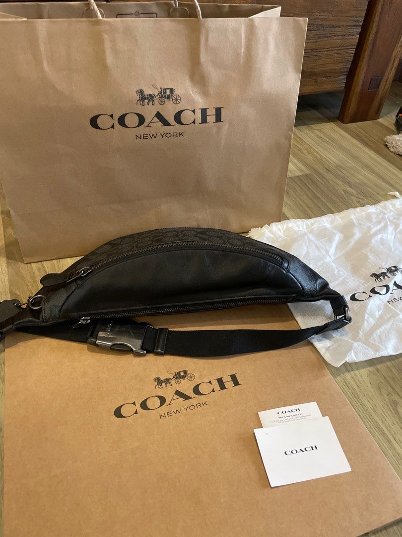 Coach Warren Belt Bag In Signature Canvas Charcoal Black, Luxury, Bags ...