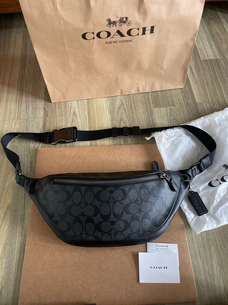 Coach Warren Belt Bag In Signature Canvas Charcoal Black, Luxury, Bags ...