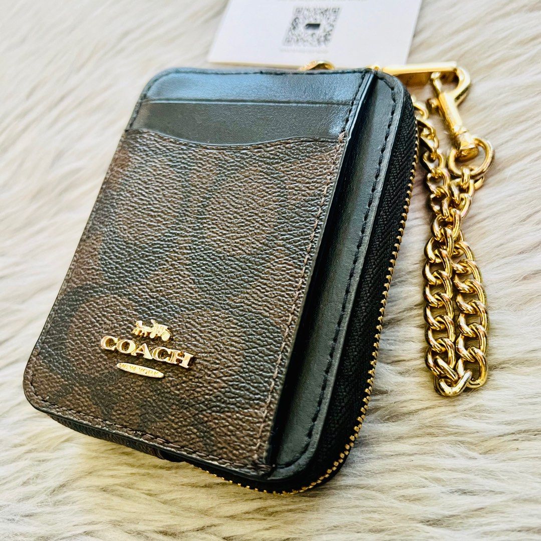 Coach Zip Card Case Wallet - Signature Canvas, Luxury, Bags & Wallets ...