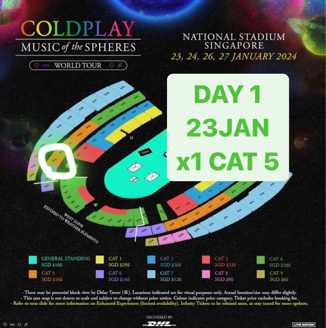 Coldplay 23 Jan CAT 5, Tickets & Vouchers, Event Tickets on Carousell