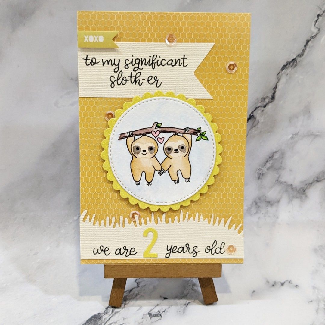 Customized anniversary card with cute sloths, Hobbies & Toys ...