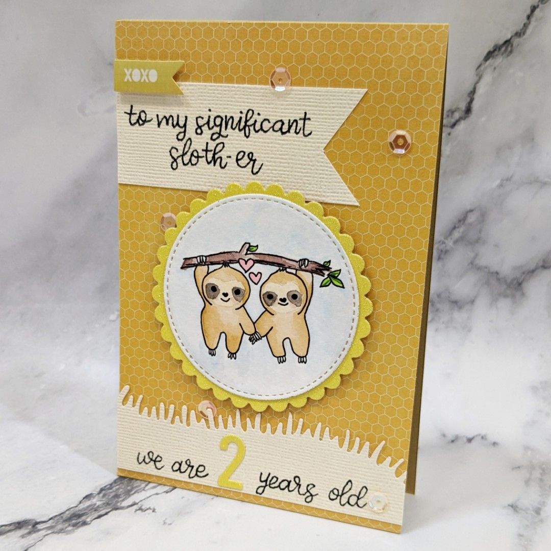 Customized anniversary card with cute sloths, Hobbies & Toys ...