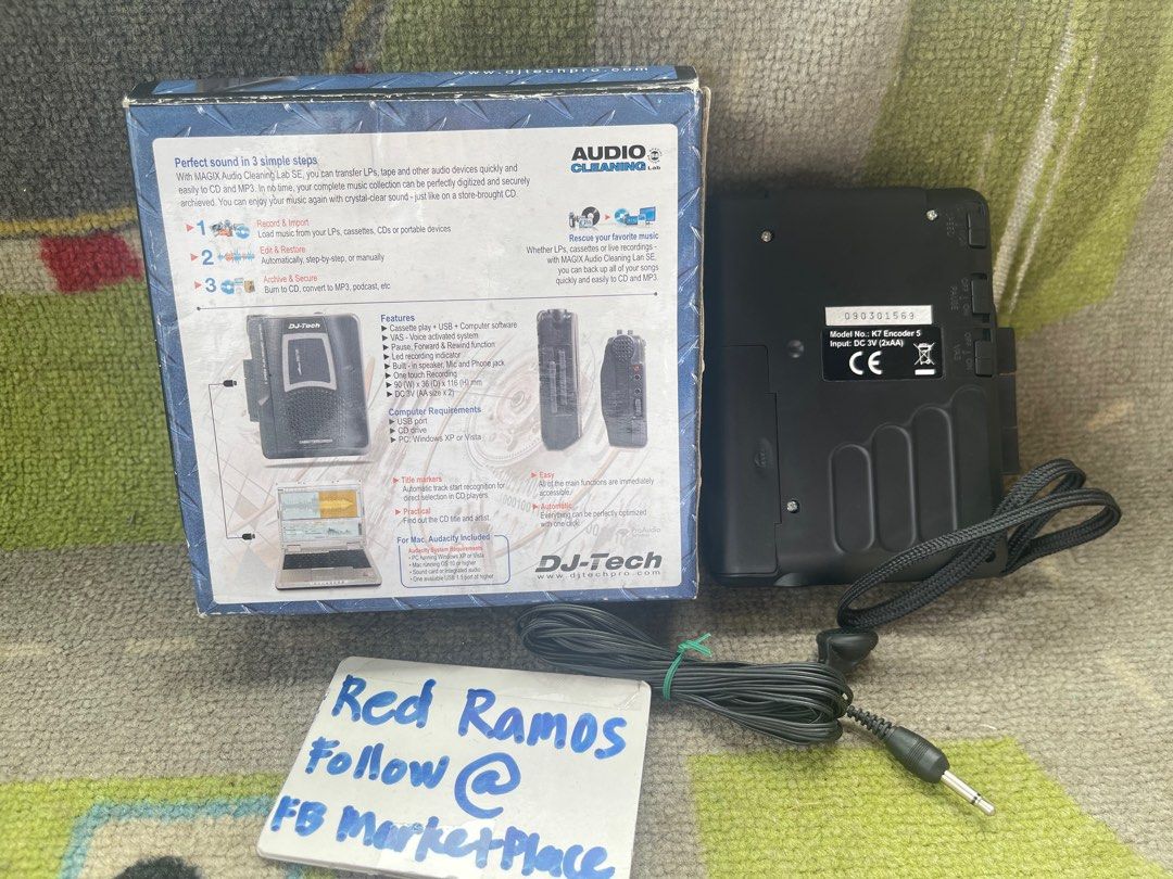 Dj tech cassette recorder k7 encoder 5 mp3 converter, Audio, Portable ...