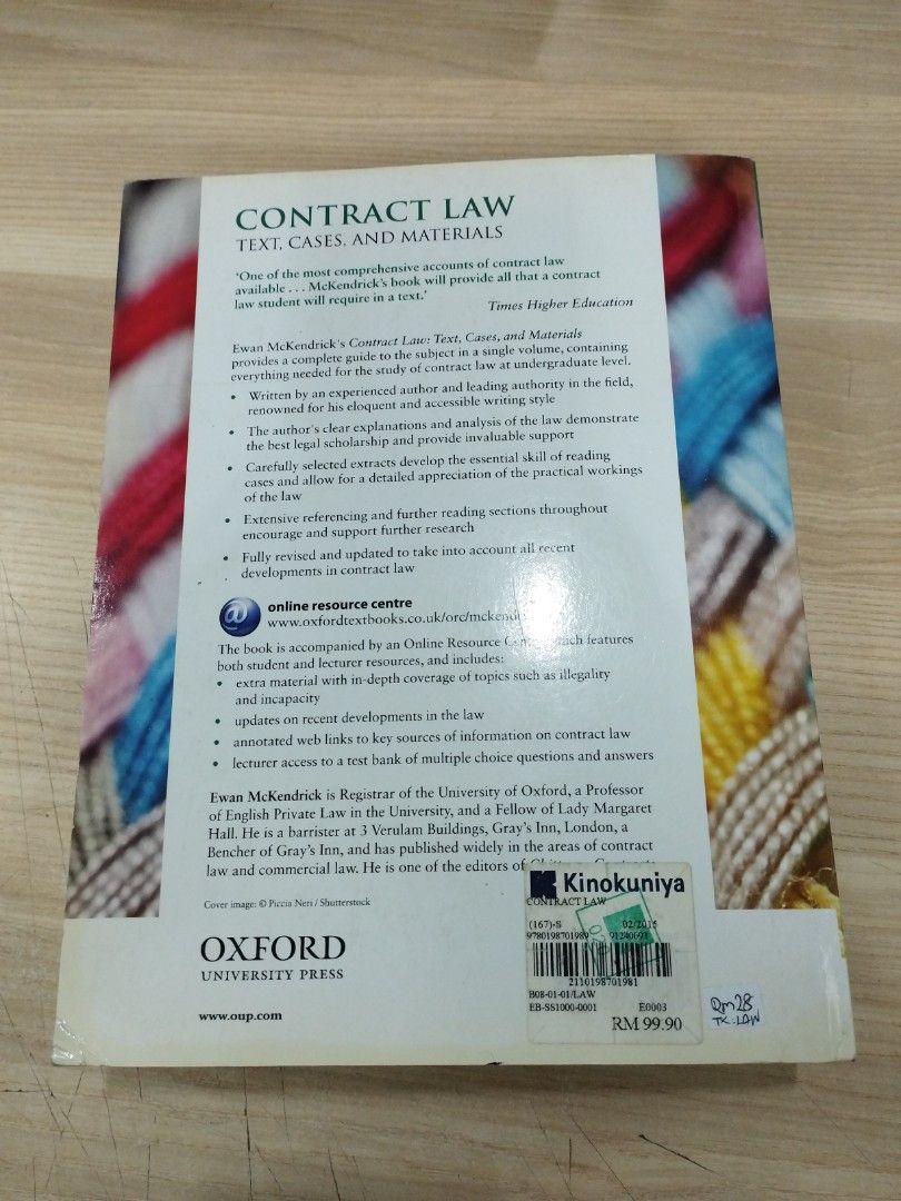 (ENG) Oxford Contract Law, Hobbies & Toys, Books & Magazines, Textbooks ...