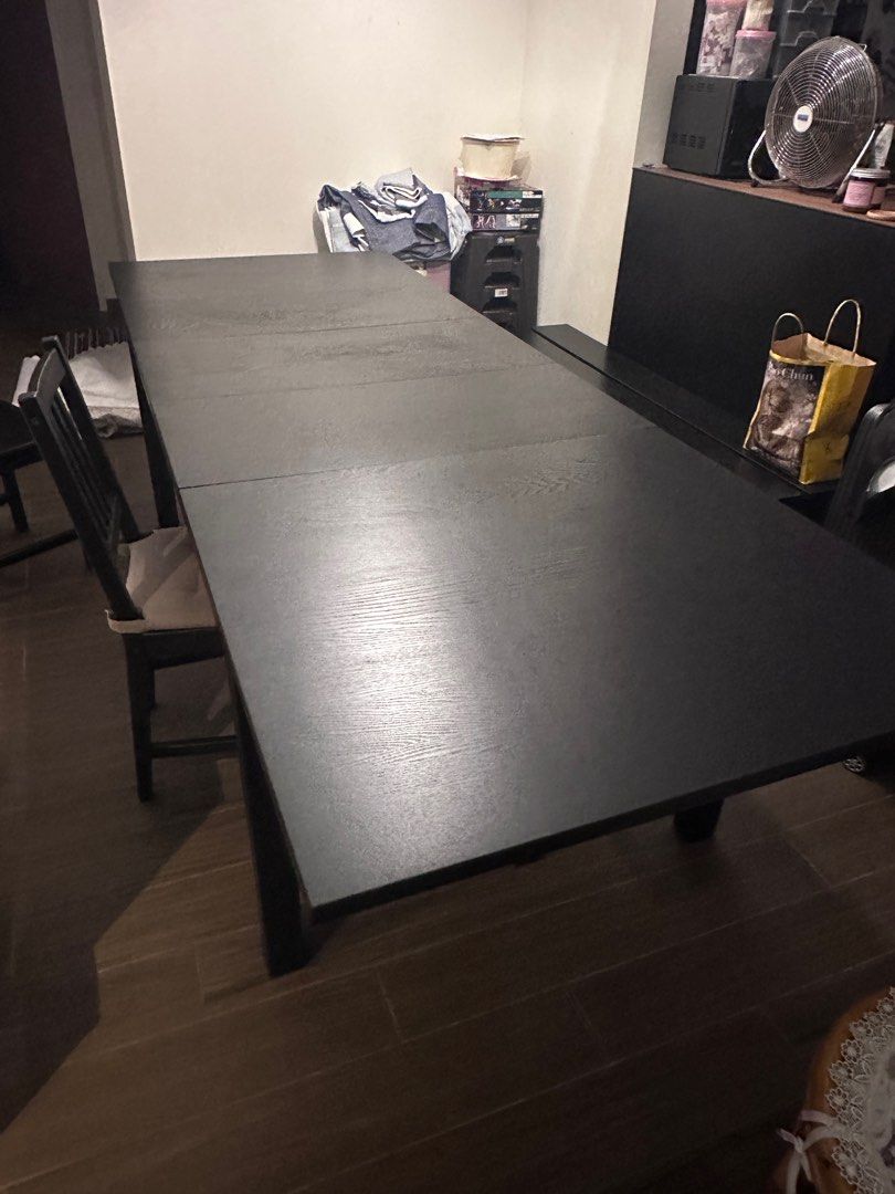 (Like new) Extendable dining table (4-10 pax) with 2 chairs + 1 bench ...
