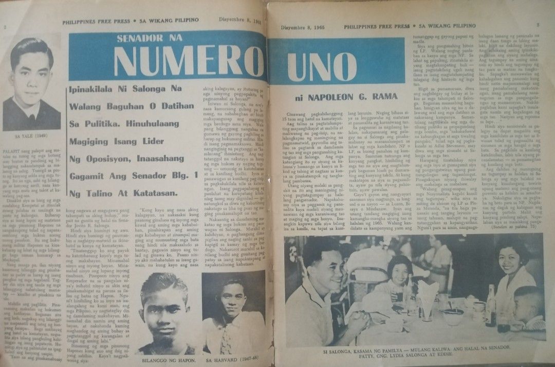 (EXTREMELY RARE) 1965 Philippines Free Press, Jovito Salonga Cover, Hobbies & Toys, Memorabilia ...
