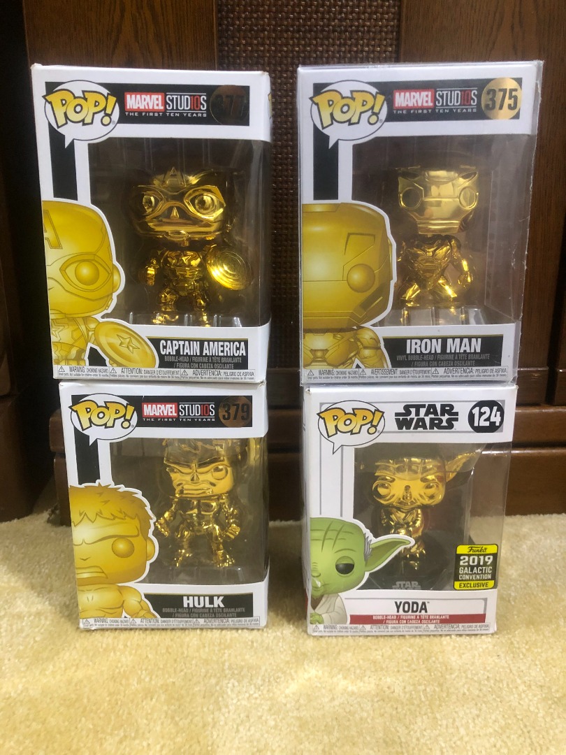Funko Gold Chrome Hulk Ironman Captain America Yoda, Hobbies & Toys ...