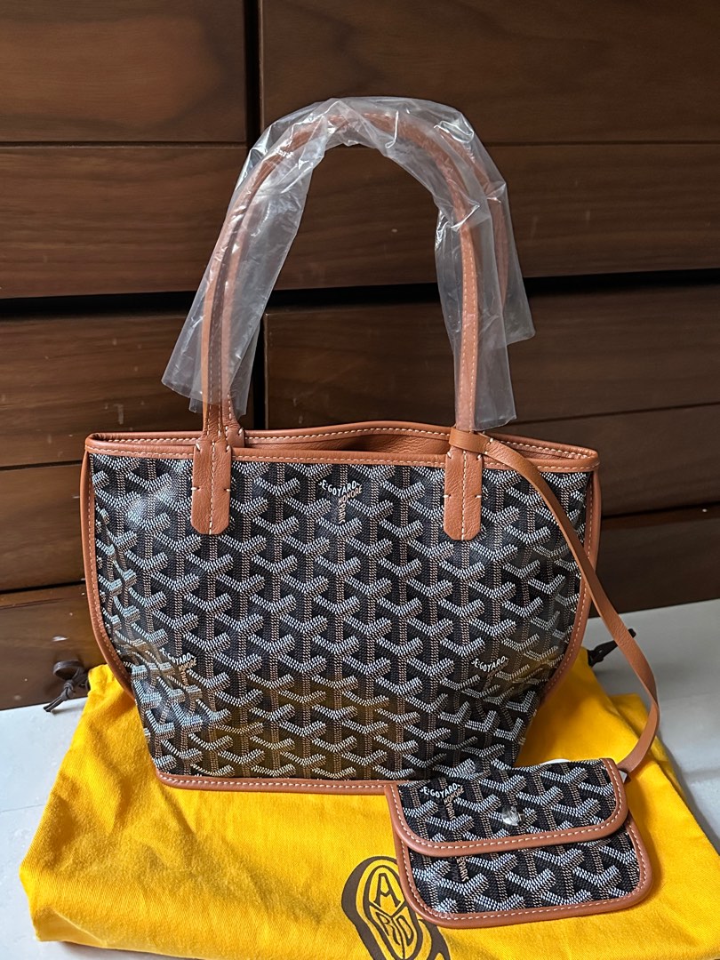 Goyard Mini Anjou Black/Tan, Luxury, Bags & Wallets on Carousell