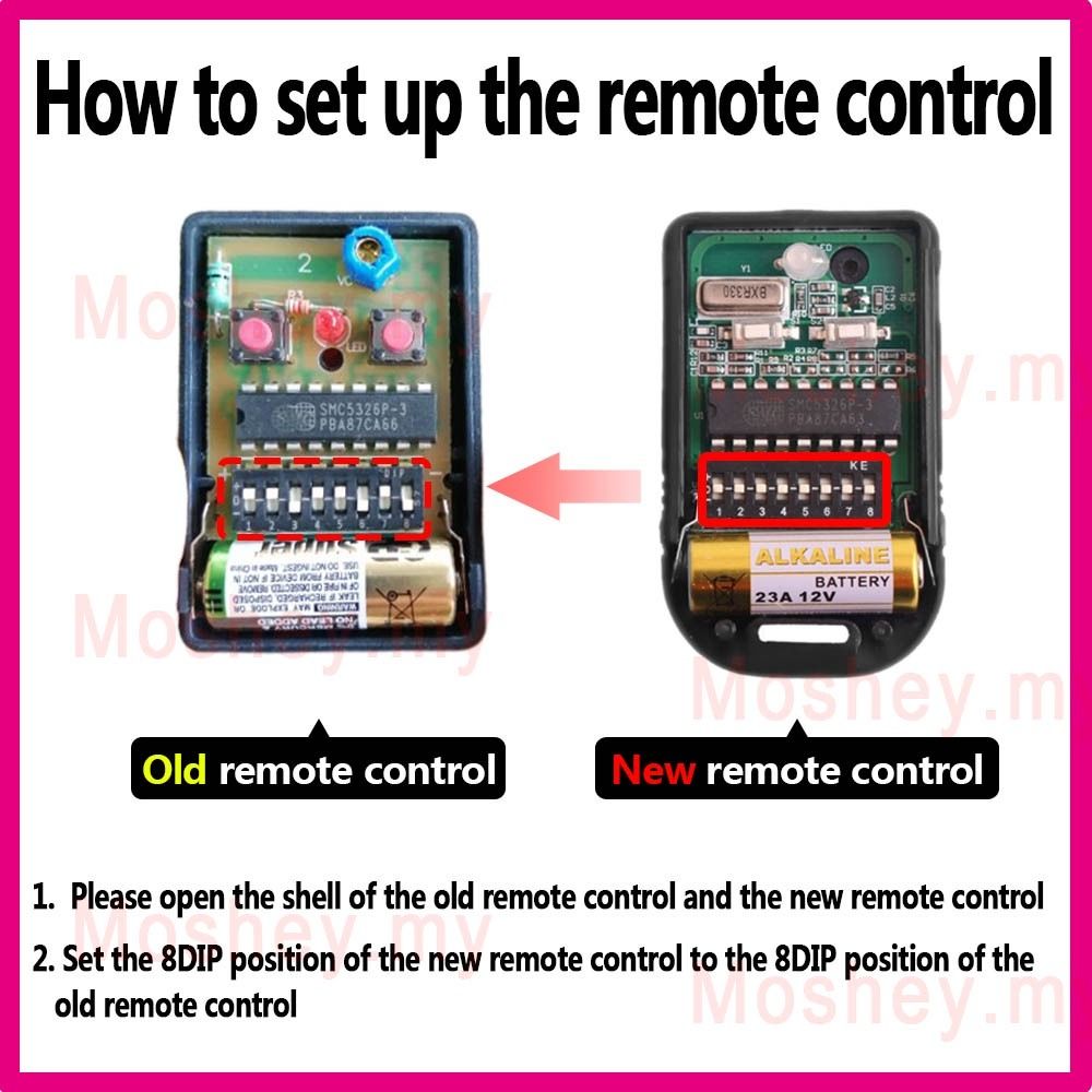 【High quality】330Mhz Auto Gate Remote Control 8DIP Switch AutoGate Door ...