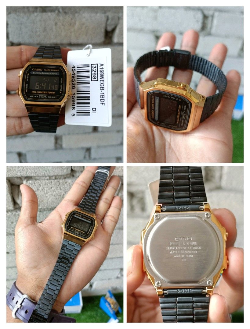 JAM CASIO ORIGINAL HADIAH UNTUK ISTERI A168WEGB-1B, Women's Fashion ...