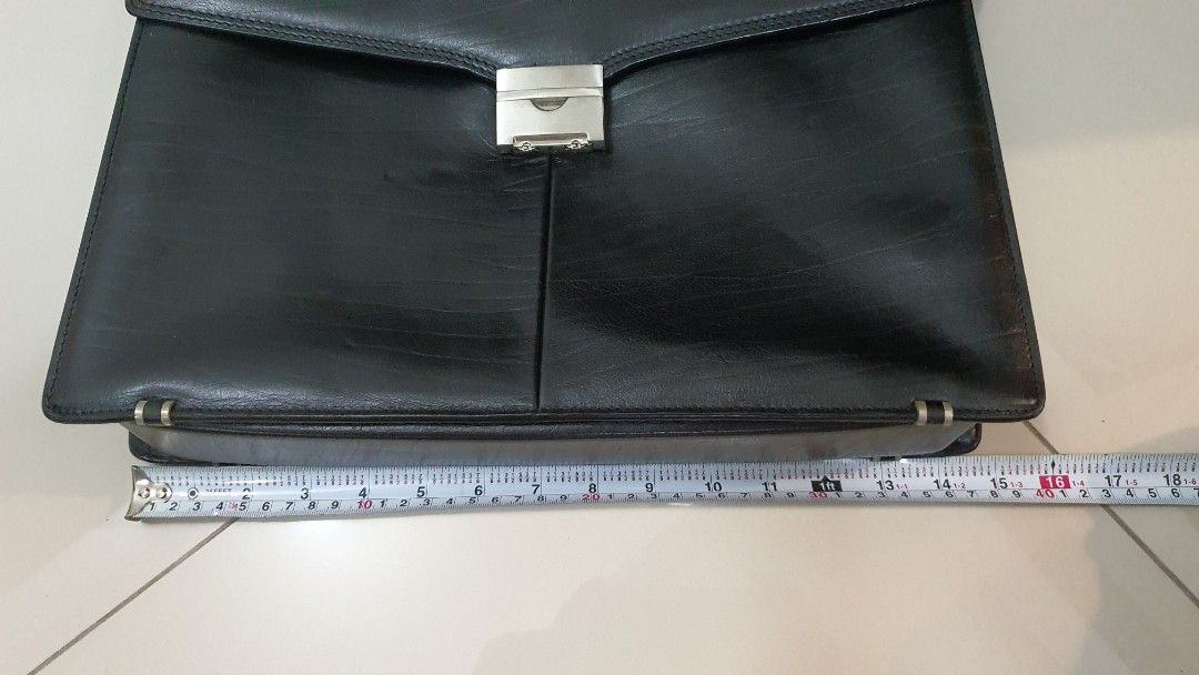 Kaufmann Genuine leather black laptop bag flip briefcase with lock ...