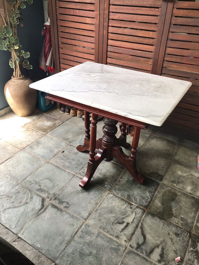 Kopitiam marble table, Furniture & Home Living, Furniture, Tables ...