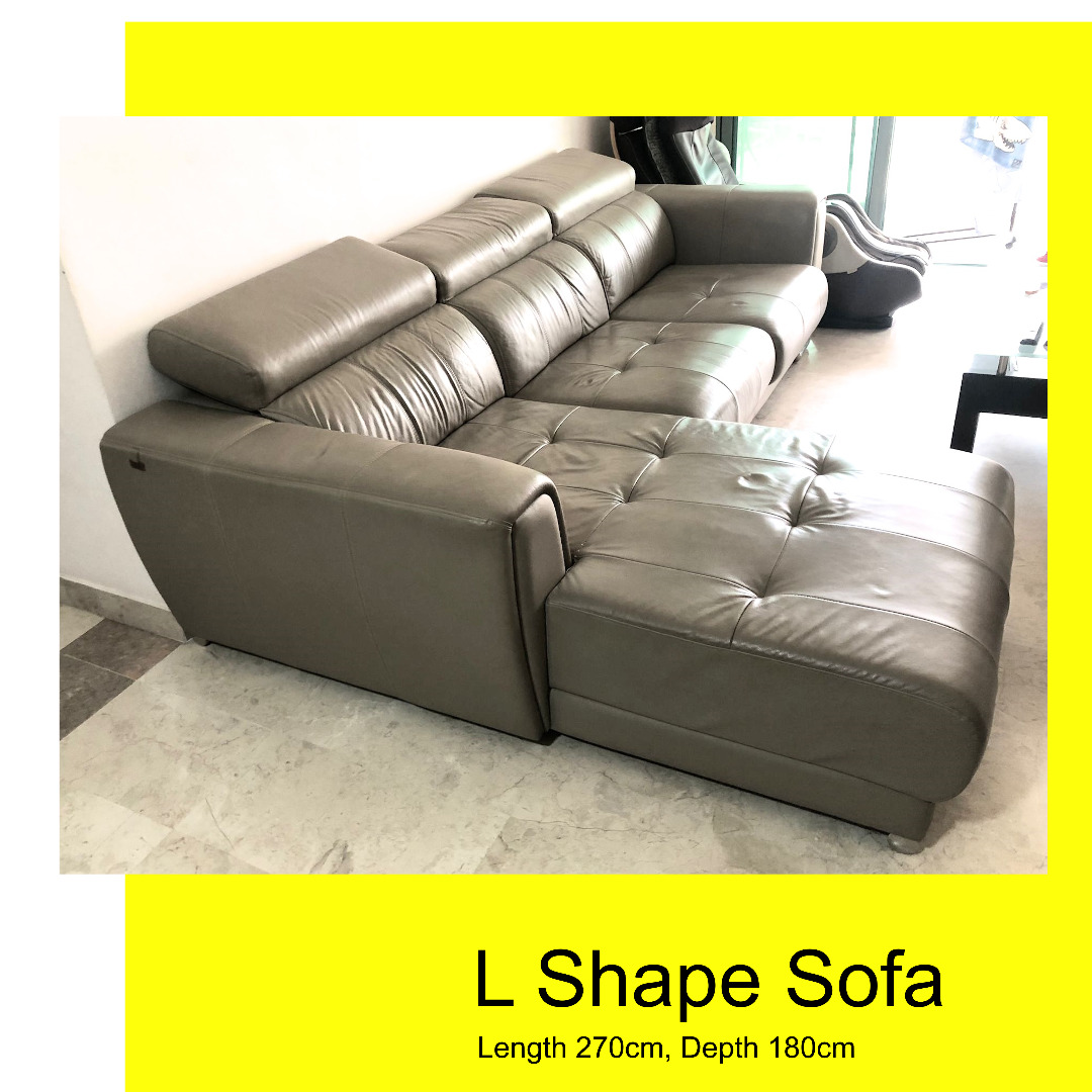 L shape sofa - Full Grain Leather, Furniture & Home Living, Furniture ...