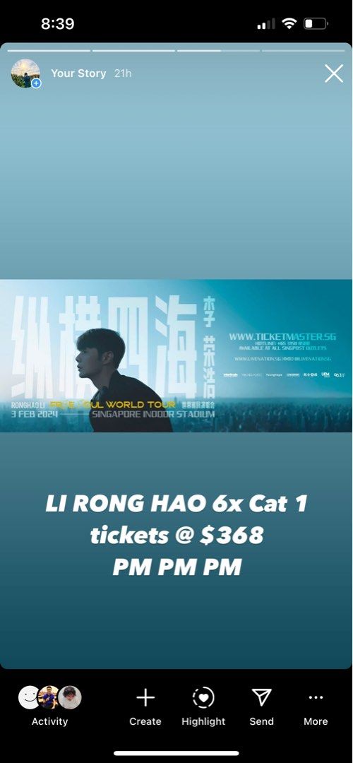 Li Rong Hao Concert Cat 1 Ticket @ $368, Tickets & Vouchers, Event ...