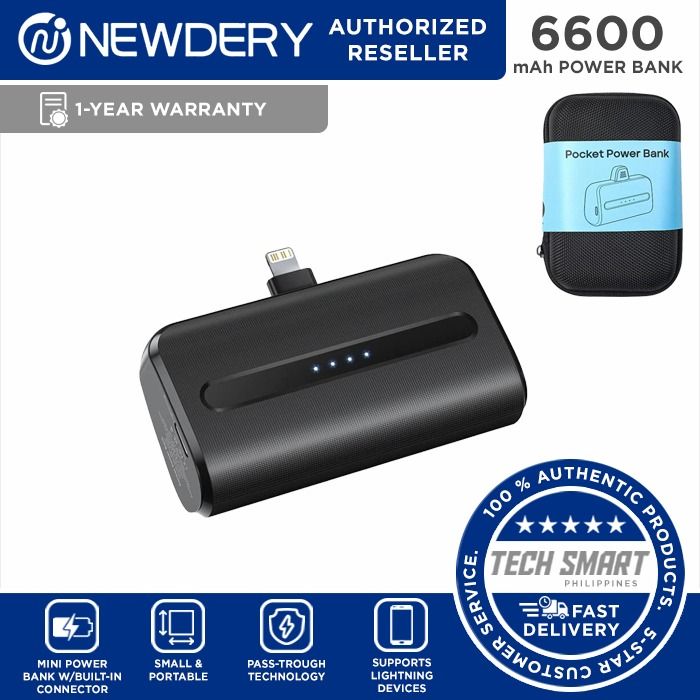 NEWDERY USB C / Lightning Portable Charger 6600mAh,Small Power Bank ...