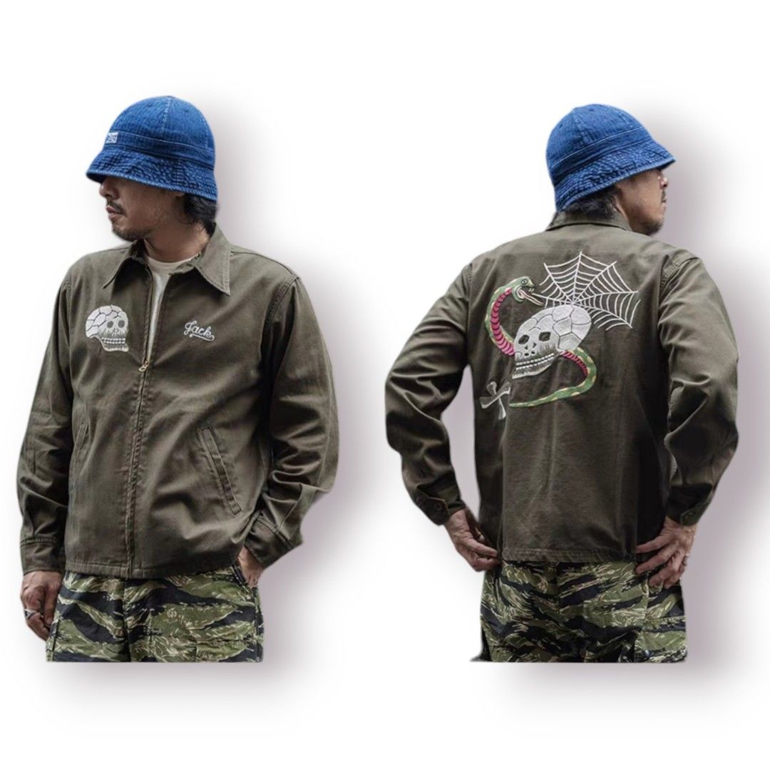 Non Stock 11oz Skull & Snake Souvenier Jacket, Men's Fashion, Coats ...