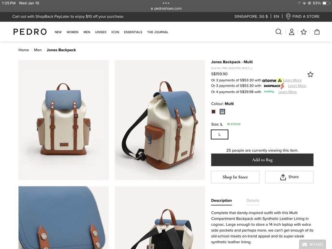 Pedro Jones Backpack - Multi, Men's Fashion, Bags, Backpacks on Carousell