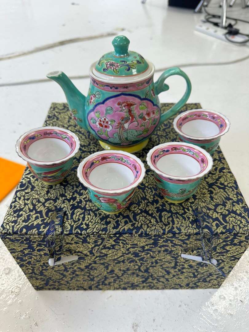 Peranakan Tea Set, Furniture & Home Living, Kitchenware & Tableware ...
