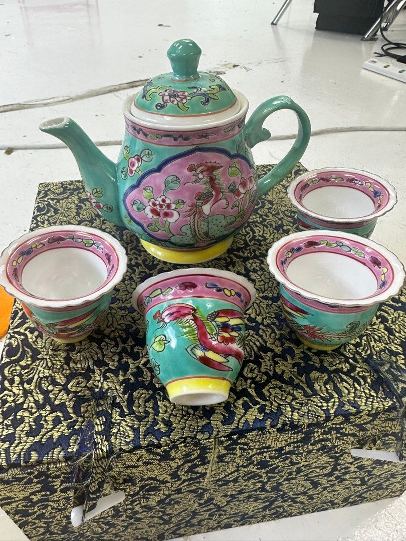 Peranakan Tea Set, Furniture & Home Living, Kitchenware & Tableware ...